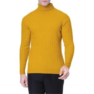 Sweaters | New Mens Casual Slim Fit Turtleneck Pullover Sweaters Gold ...